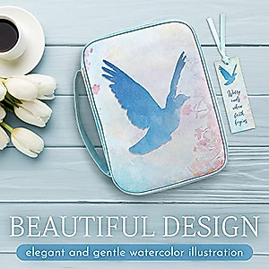 Light Blue Dove Bible Cover, Bible Case with Bookmark, PU Leather Bible Case for Women, Bible Carrying Case, Book Carrying Case, Large Bible Cover, Bible Book Cover, Bible Bags, Bible Bag