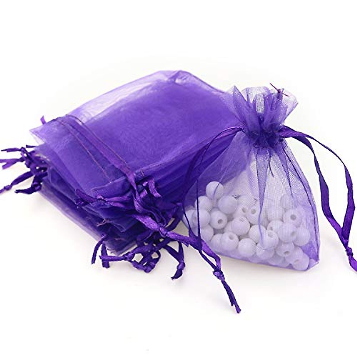Akstore 100pcs 3.6x4.8''(9x12cm) Organza Gift Bags, Drawstring Pouches Jewelry Party Wedding Favor Gift Bags,Candy Bags. (Purple)