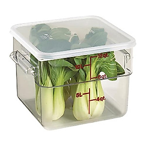 Cambro Camwear 12SFSCW135 Polycarbonate Square Food Storage Container, 12 Quart, 6 Pack
