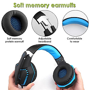 sktome Gaming Voice Changer Headset with Mic, Cool LED Light Over-Ear Headphones with Volume Control, Noise Reduction Voice Changer Gaming Headset for PS4/PS5/Xbox One/PC/Phone/Laptops(Blue)