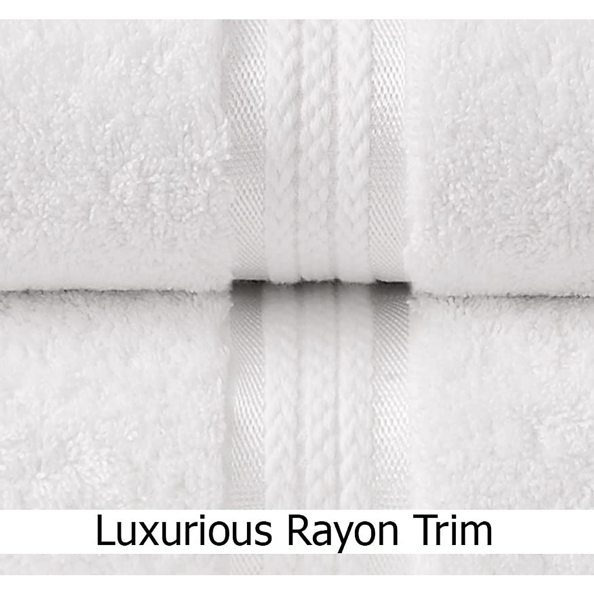 COTTON CRAFT Ultra Soft 4 Pack Oversized Extra Large Bath Towels 30x54 White Weighs 22 Ounces - 100% Pure Ringspun Cotton - Luxurious Rayon Trim - Ideal for Everyday use - Easy Care Machine wash