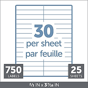 Office Depot White Permanent Inkjet/Laser File Folder Labels, 2/3in. x 3 7/16in., White, Pack of 750, 505-0004-0011