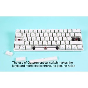 GK GAMAKAY MK61 RGB Pudding Keyboard, 61 Keys Gateron Optical Switch PBT Pudding Keycaps, Hot Swap Backlit Ultra-Compact Wired Gaming Keyboard for Windows Mac PC Gamers (Yellow Switch V2, White)