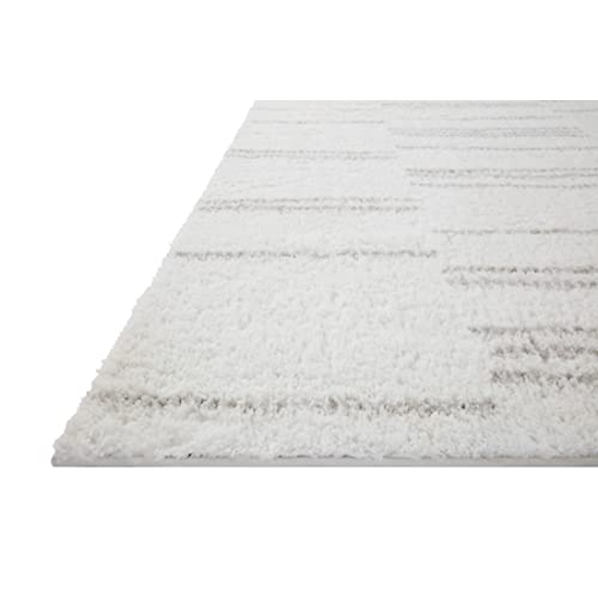 Loloi II Bliss Shag Collection BLS-02 White/Grey, 7'-10" x 10' Area Rug