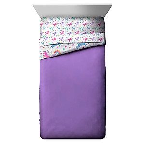 Jay Franco Unicorn Rainbow 4 Piece Twin Bed Set - Includes Comforter & Sheet Set - Super Soft Fade Resistant Microfiber