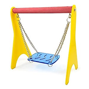 Lanema Bird Swing Baby Chick Toy Acrylic Swing Toy with Hanging Chain Perch Cage for Parrot