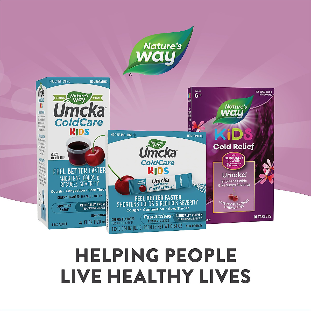 Nature's Way Cold Relief for Kids 6+, Umcka, Shortens Duration & Reduces Severity, Multi-Symptom Cold Relief, Homeopathic, Phenylephrine Free, Cherry Flavored, 10 Chewable Tablets (Packaging May Vary)