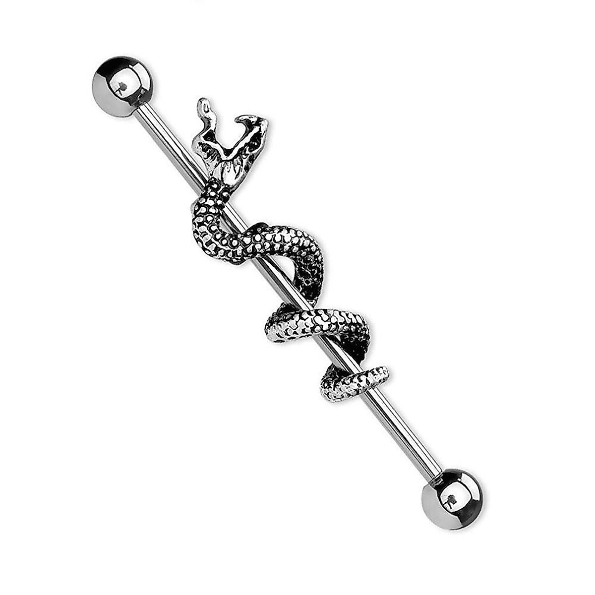 Covet Jewelry 316L Surgical Steel Industrial Barbells with Snake