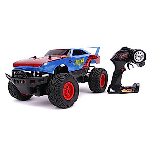 Jada Toys Marvel Spider-Man Dodge Charger Daytona 4x4 Elite R/C with Turbo Boost USB Charging and Batteries Included (30761), Blue, Red
