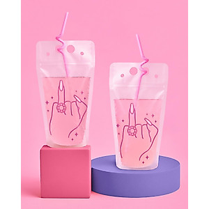 xo, Fetti Bachelorette Party Ring Finger Drink Pouches - 16 count, Pink | Bach Party Drinkware, Cute Bridal Shower Supplies, Engagement Reusable Cups, Bride To Be Decorations, Bridesmaids Favors