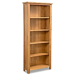 vidaXL 5-Tier Bookcase 23.6"x8.9"x55.1" Solid Oak Wood