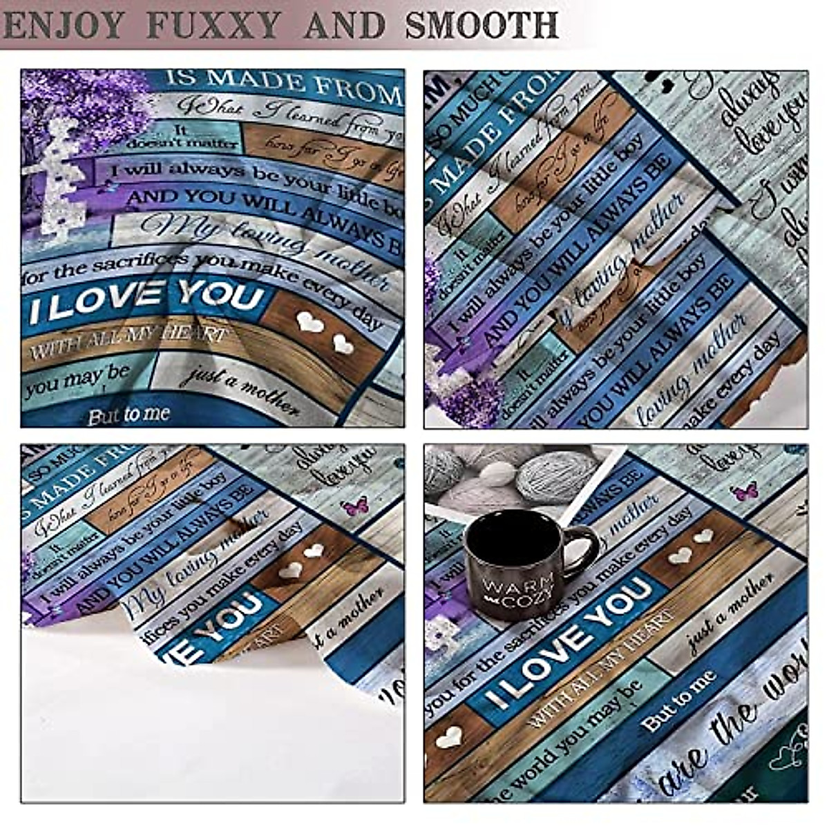 Gifts for Mom Throw Blanket, Birthday Mom Gifts for Mom from Daughter Son, to My Mon Gifts Love Mail Letter Blankets for Couch 50"X60" Pattern 26