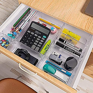 Puroma 24Pcs Desk Drawer Organizer 5-Size Versatile Vanity Desk Drawer Storage Bins and 31Pcs Desk Drawer Organizer Trays, Drawer Organizers Bathroom Drawer Dividers for Makeup, Jewelries and Gadgets