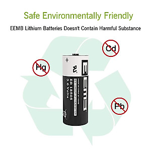 4X EEMB ER18505 Nonrechargeable 3.6V Lithium Battery Li-SOCL₂ 4100mAh High Capacity UL Certified Single-Use 3.6V Lithium Thionyl Chloride Battery DO NOT Charge Battery
