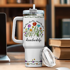99OWL Music Straws Flower Floral For Teachers Yellow Pack Life Appreciation Butterfly, Tumbler 40 Oz With Handle Lid And Straw, Teacher Gifts, Teacher Wildflower Nutrition Facts