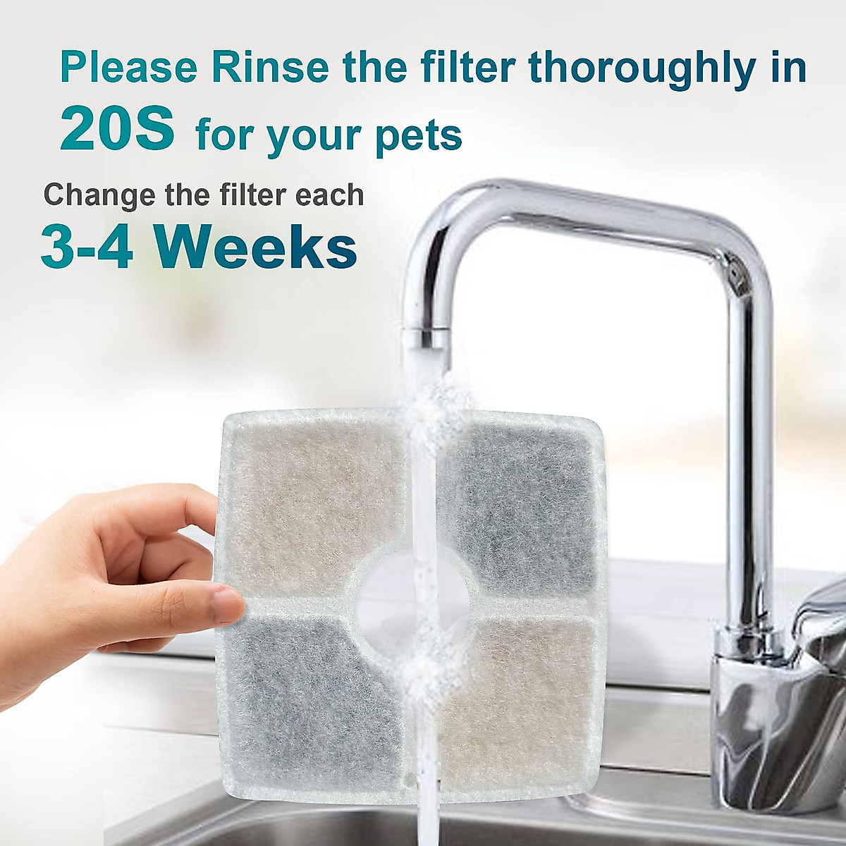 PewinGo Cat Water Fountain Filter 12 Pack for 84oz/2.5L Automatic Pet Fountain Cat Water Fountain Dog Water Dispenser, Cat Fountain Filter Replacement 3 Triple Filtration System