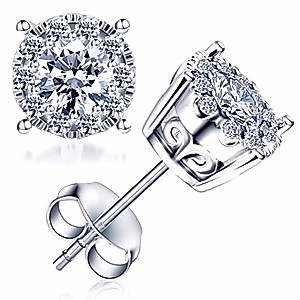 Beyond Brilliance 1.00 Carat Round Cut Lab Grown Diamond Stud Earrings for Women (J, VS2-SI1) Sterling Silver Fine Jewelry | Diamond Jewelry for Women | Gift Box Included