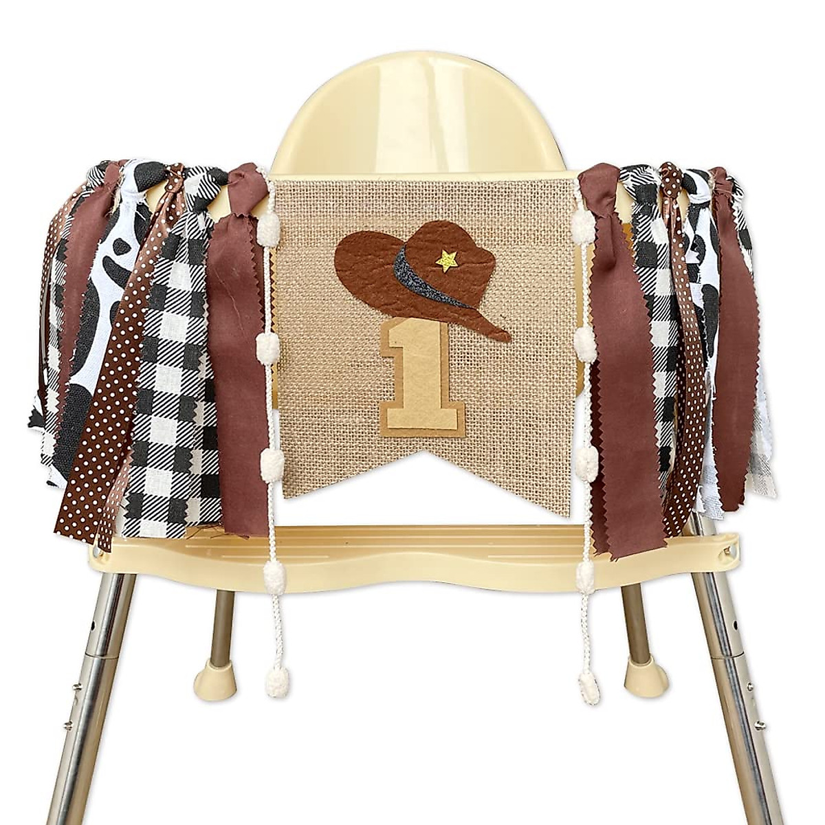 1st Birthday High Chair Banner - Cowboy Rodeo Party Decoration For Boy, Western Theme High Chair Birthday One Party Banner, Cowboy Banner Decorations, My First Rodeo Banner For Photo Booth Props