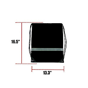 GoodtoU Draw String Sport Bag 10 Pcs Reflective Drawstring Backpack Gym Cinch Bag Black Nylon Drawstring Bag Bulk