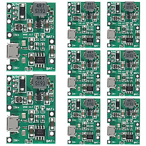 AITIAO 8Pcs 2A USB 18650 Lithium Li-ion Battery Charger Module Adjustable Boost Module DC-DC 3.7V to 5V 9V 12V Step Up Boost Module TP4056 DIY Kit Parts