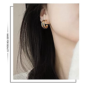 QQSE Earrings for Women - Jewelry Sterling Silver 925 Diamond Teen Girls, 14K Gold Fashion Cartilage Handmade Dangle Hooks Women, Personalized Ornaments, Gifts 1.1*0.3