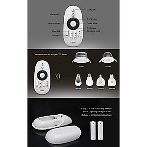 LGIDTECH FUT007 Mi.Light CCT WW+CW 4-Zone Remote Controller (Battery Not Included) for Milight/Miboxer Color Temperature Adjustable LED Lamps and LED Strip Light Controller FUT035 FUT036
