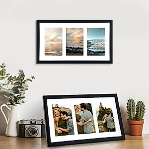 Fixwal 8x14 Collage Picture Frame with Three Openings for Displaying 4x6 Pictures, 4x6 Picture Frame Collage, Gallery Wall Frame, Multi Picture Frames for Wall Decor