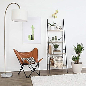 Humble Crew Bookcase 4-Tier 71" Tall Wood Ladder Shelf, Sandwashed Grey