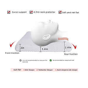 SUQ I OME Slim Sleeper-Thin Memory Foam Pillow for Sleeping,1.9'' to 2.4 '' Thin & Low Cervical Profile, Soft, for Neck Pain, Stomacher, Back and Side Sleeper(23.6x13.7x2.4/1.9 inch,White)