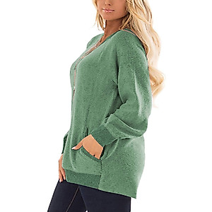 DOLNINE Plus Size Sweatshirts for Women Loose Oversized Tops Pockets Tunics Green-18W
