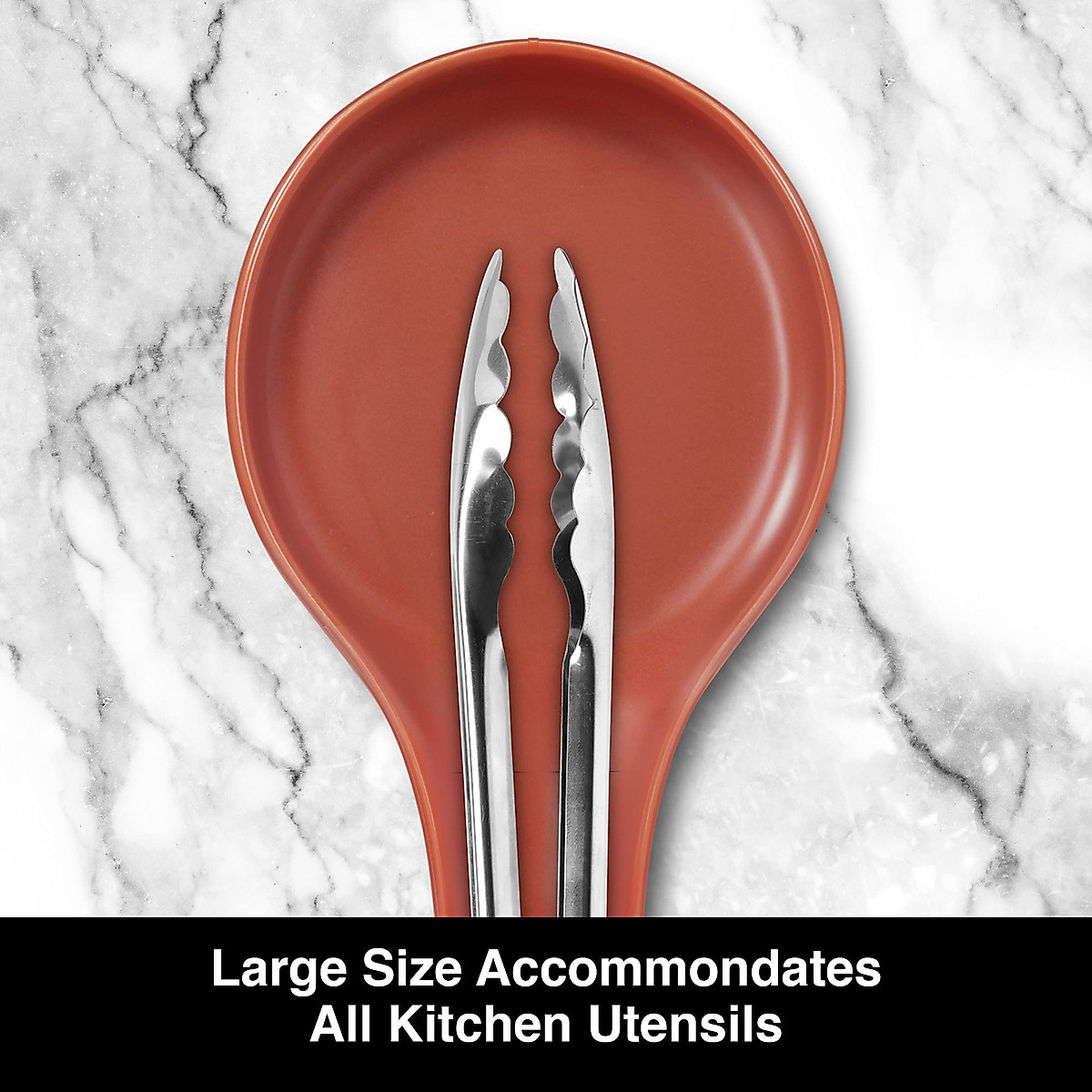 OGGI Jumbo Ceramic Spoon Rest- Spoon Rest for Stove Top, Spoon Holder for Countertop, Kitchen Decor for Counter, Coffee Bar Accessories, Brick Red