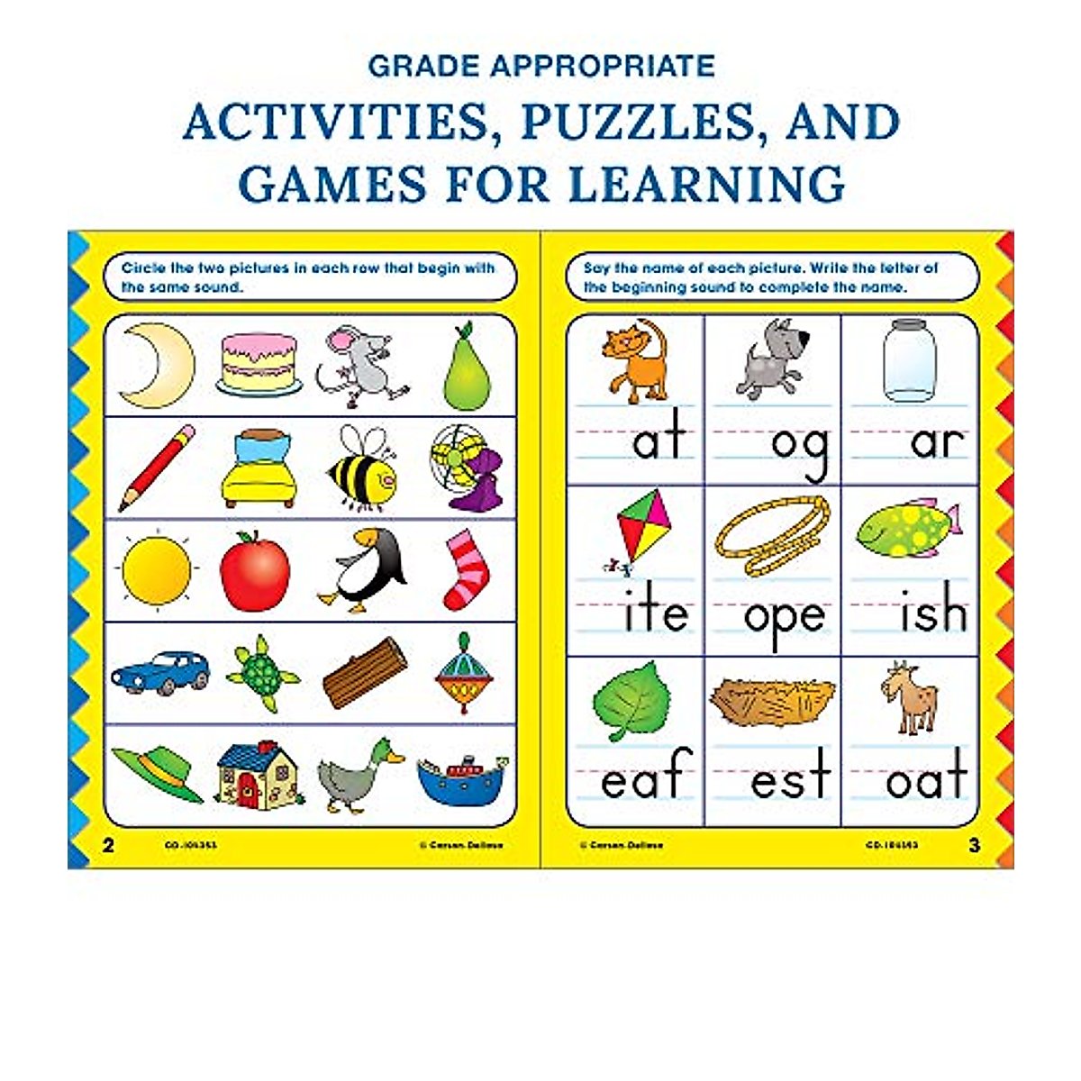 Carson Dellosa First Grade Skills Workbook―Grade 1 Reading, Addition, Subtraction, Graphing, Measuring, Phonics, Writing Skills Practice With Stickers (64 pgs) (Home Workbooks)
