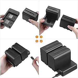 NP-F970 Battery (2-Pack,8800mAh) and Dual USB Charger for Sony NPF970 F75 0F550 F570 F980 F330,Sony Handycams, Sony CCD-SC55,TR516, TR716, TR818, TR910, TR917