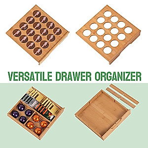 Bamboo Coffee Pods Holder Capsules Storage Drawer Compatible with Keurig K Cup Pods 2-tier K Cup Tea Bag Organizer for Kitchen Office Coffee Bar