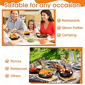 Mifoci 6 Sets Mini Cast Iron Skillets,oval Fajita Plates with Wooden Base Dish Tray Serving Sizzling Plate for Baking Roasting Cooking Grilling Appetizer (8.5x6.1x1.7 In)