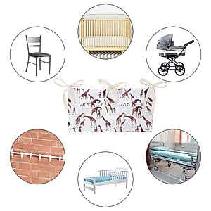 Winmany Baby Crib Organizer Cot Caddy Bed Storage Bag 2 Pockets Bedside Hanging Diaper Nursery Organizer for Diapers Toys Clothing (Giraffe)