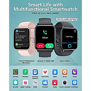Smart Watch for Men Women with Bluetooth Call/Alexa Voice, 1.8 Inch Waterproof Fitness Tracker Smartwatch,Steps/Calorie/SpO2/Heart Rate/Sleep Monitor, 7-Day Battery Life, iOS Android Phone Compatible