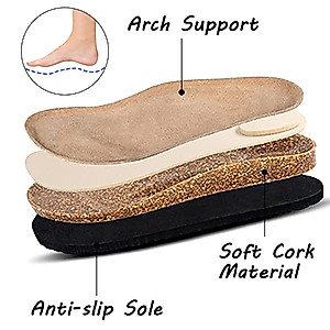 Boston Clogs Dupes Suede Soft Leather Clogs Classic Cork Clog Antislip Sole Slippers Waterproof Mules House Sandals with Arch Support and Adjustable Buckle for Women Unisex