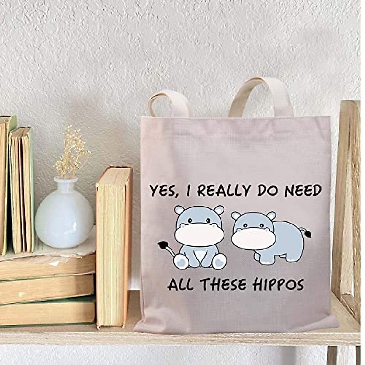 BDPWSS Hippo Tote Bag Hippopotamus Gift Hippo Lover Gift Yes I Really Do Need All These Hippos Inspirational Shoulder Bag (Need all hippos TG)