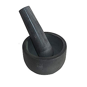 Kaizen Casa Stone Mortar and Pestle, for Grind Spices, Powder Pesto, Mash Herbs, Crush Pills, Regular Size (3.75"X2.75" Mortar, 5" X1.5" Pestle)