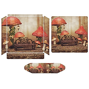 Fairytale Autumnal Scenery Mushroom Lamp Sticker for P-S4 Controller Full Protective Skin Cover Design Wrap Decal Sticker Compatible with P-S4 Print