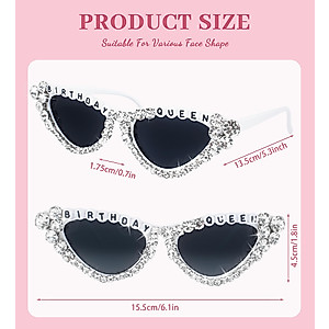 JUSTOTRY Birthday Glasses for Women Birthday Queen Sunglasses Birthday Party Gift Stylish Shiny Diamond Pearl Sunglasses for Girl Birthday Party Gift Supplies Accessories Favors