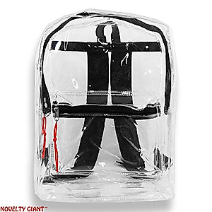 Transparent Security Clear Backpack Sports Events Bag w/ Black Trim
