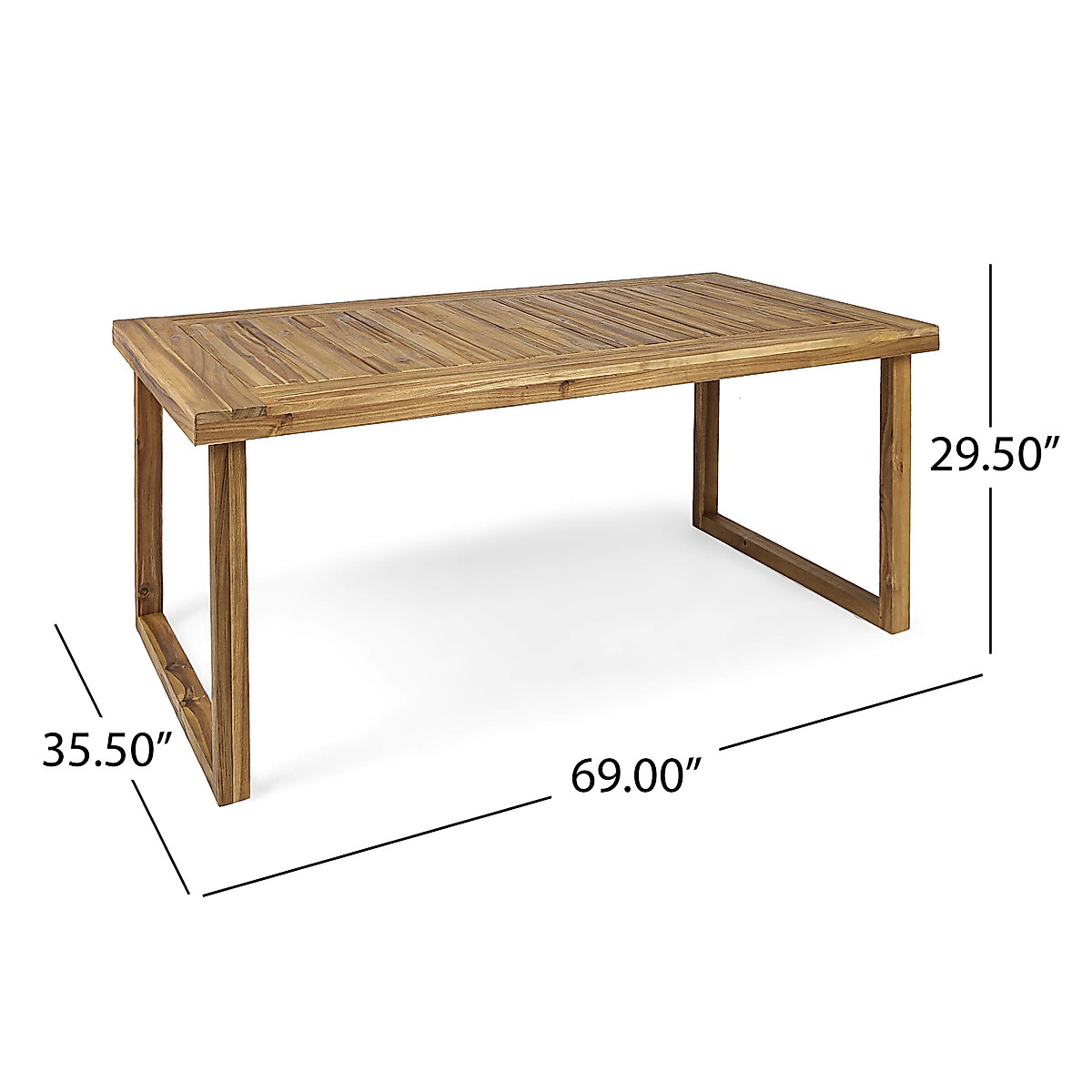 Christopher Knight Home Ann Outdoor 69" Acacia Wood Dining Table, Sandblast Natural Finish