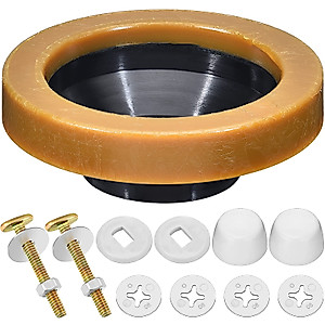 11 Pieces Toilet Wax Ring Kit Include Closet Bolts, Bolt Caps, Thick Flange and Retainer Washers, Fits 3 Inch and 4 Inch Waste Lines for Toilet Gas Odor and Watertight Sealing Supplies