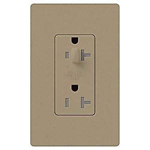 Lutron SCR-15-HDTR-MS Satin Colors 15-Amp Half Dimmable Tamper Resistant Receptacle, Mocha Stone