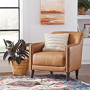 Amazon Brand – Stone & Beam Grover Modern Living Room Accent Chair, 30"W, Cognac Leather