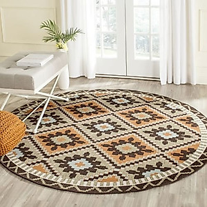 SAFAVIEH Veranda Collection 2'7" x 5' Green / Terracotta VER096 Boho Indoor/ Outdoor Non-Shedding Easy--Cleaning Patio Backyard Porch Deck Mudroom Area--Rug