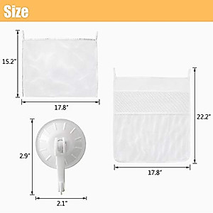 Bath Toy Organizer Mesh Storage Organizer Baby Shower Toys Bathtub Net Bag Kids Quick Dry Bathtub Mesh Net Bathtub Toy Holder 2 X Bathroom Storage Bag & 6 X Strong Suction Hooks (White)