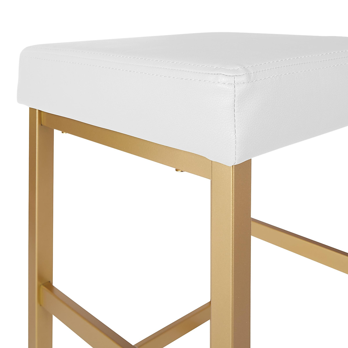 OSP Home Furnishings Backless Stool with Gold Frame, 30-Inch, White